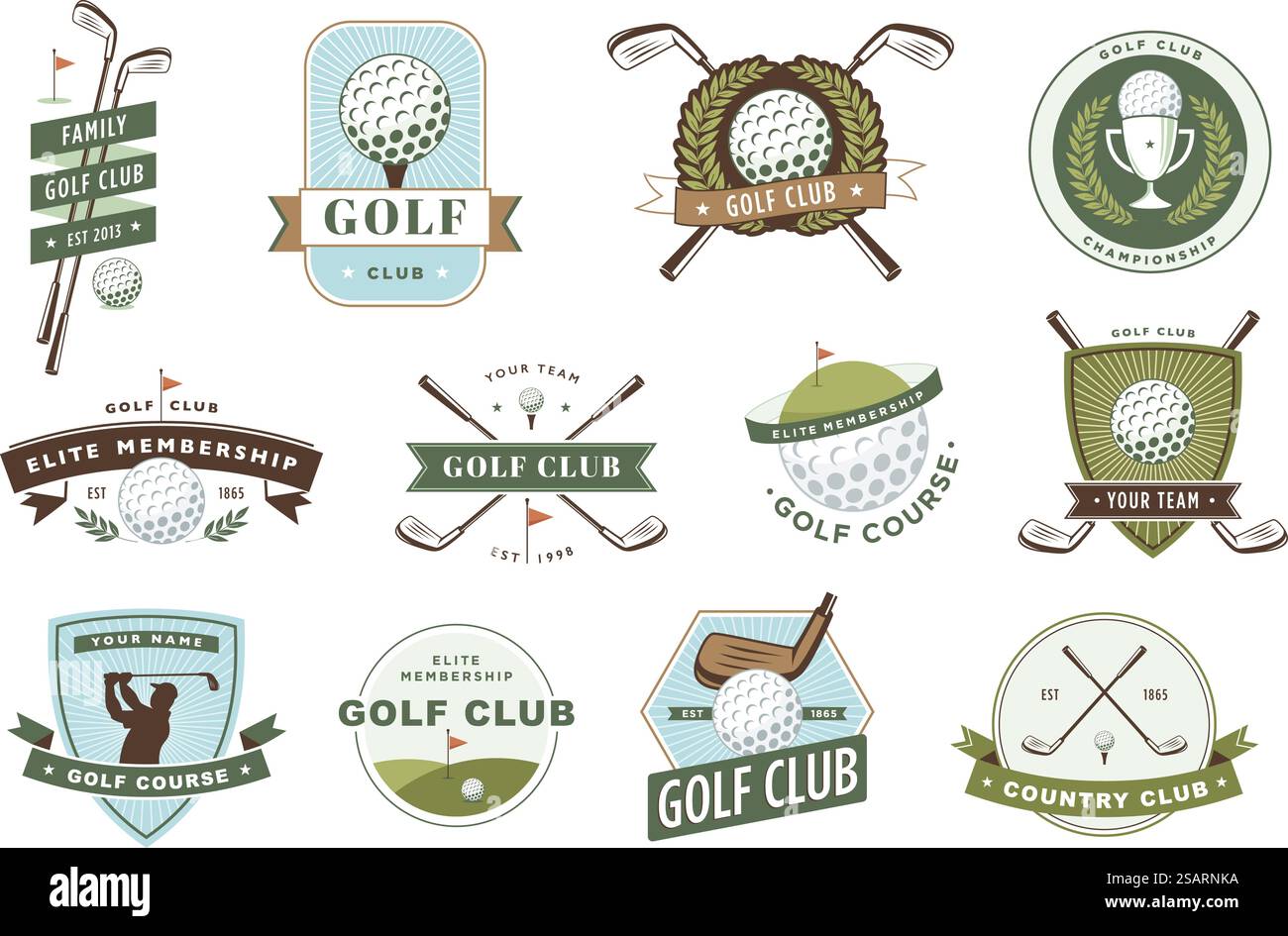 Golf emblem. Club and ball sport game tournament label, course badge ...