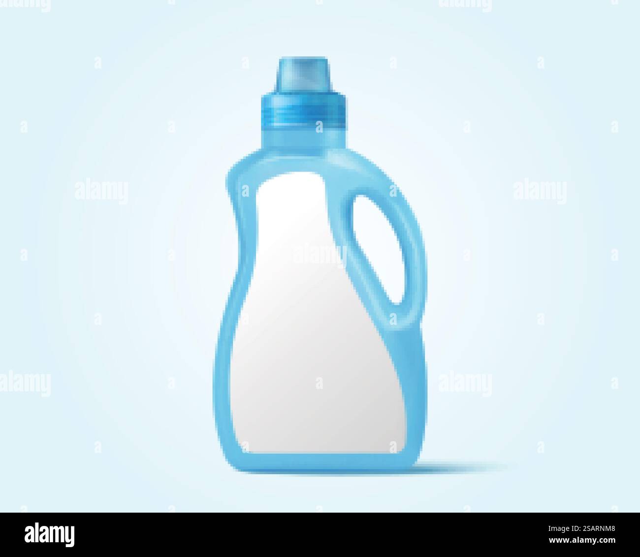 3d illustration of a blue plastic bottle with blank label, handle and screw cap. Cleaner or ...