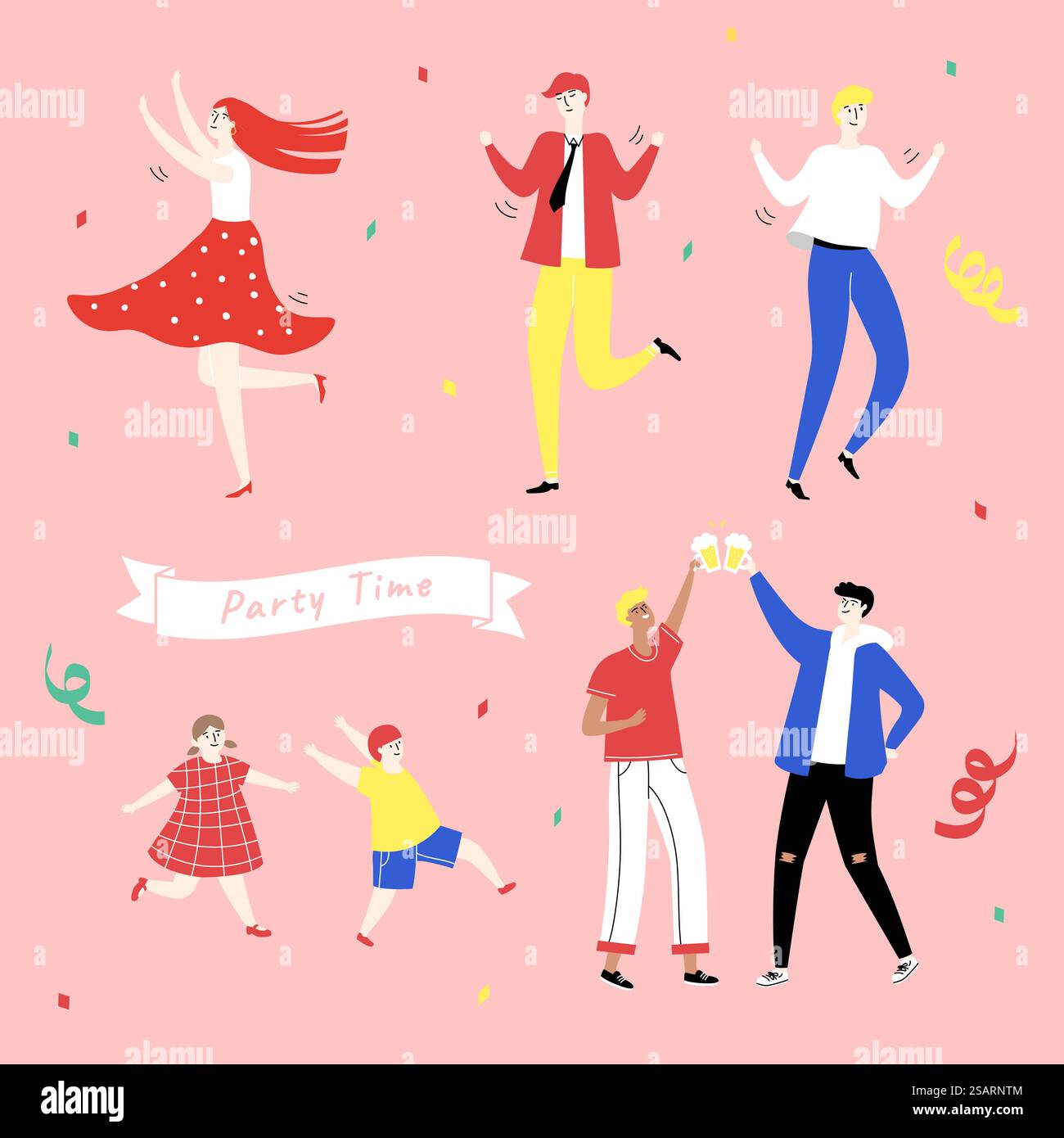 Colorful party time doodle Stock Vector Image & Art - Alamy