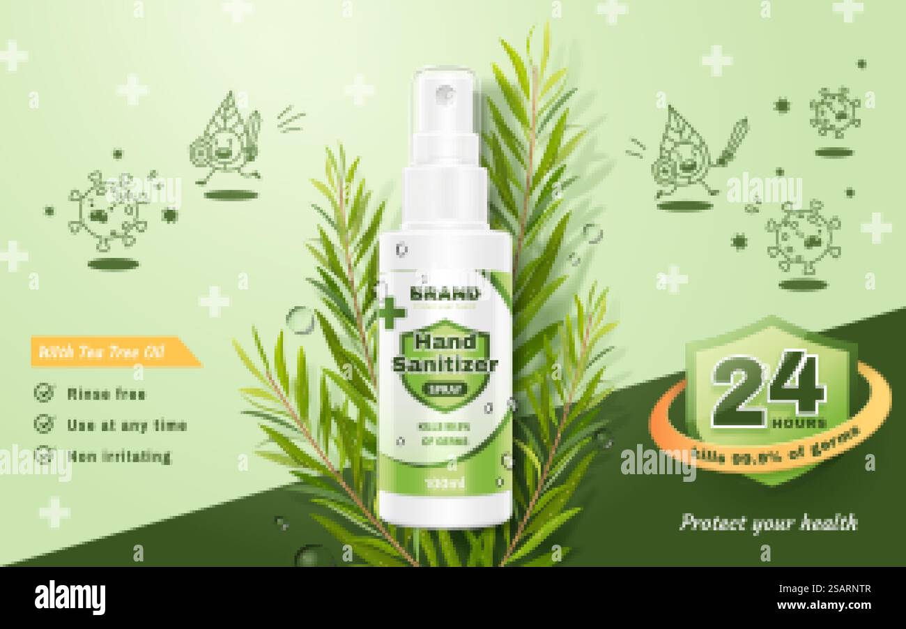 Ad template of hand sanitizer spray Stock Vector Image & Art - Alamy