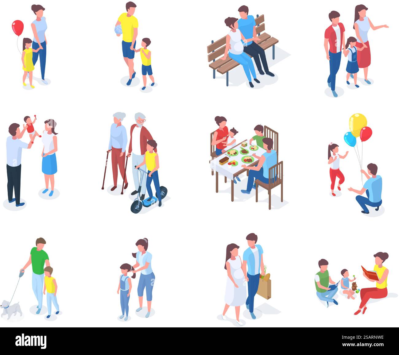 Parents play and walk with children families walk Stock Vector Images - Alamy