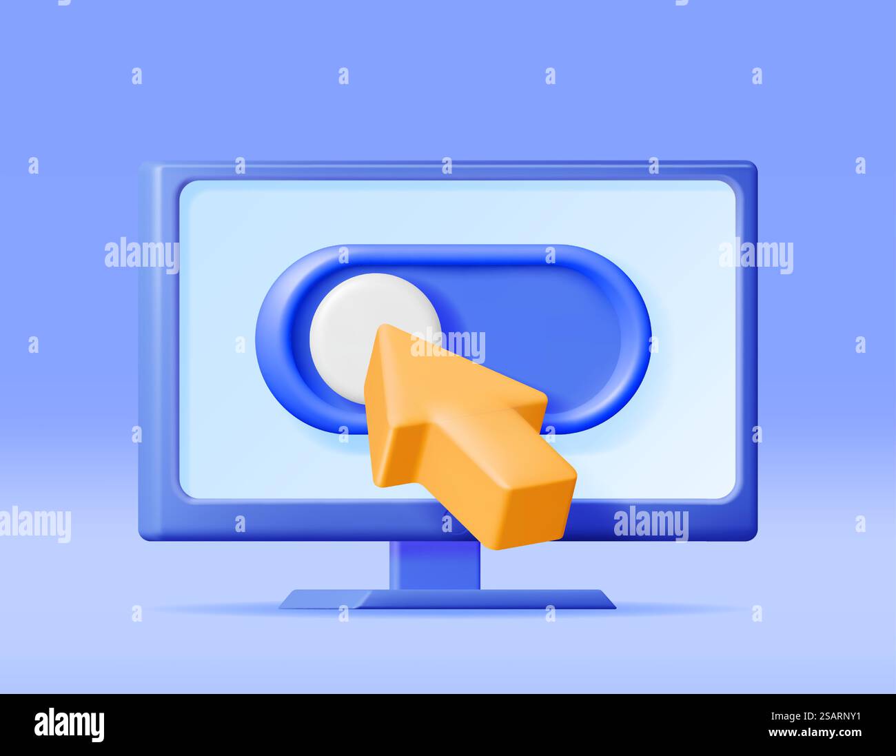 3D Mouse Cursor and Switch Button in Computer Isolated. Render Computer Pointer and Button for ...