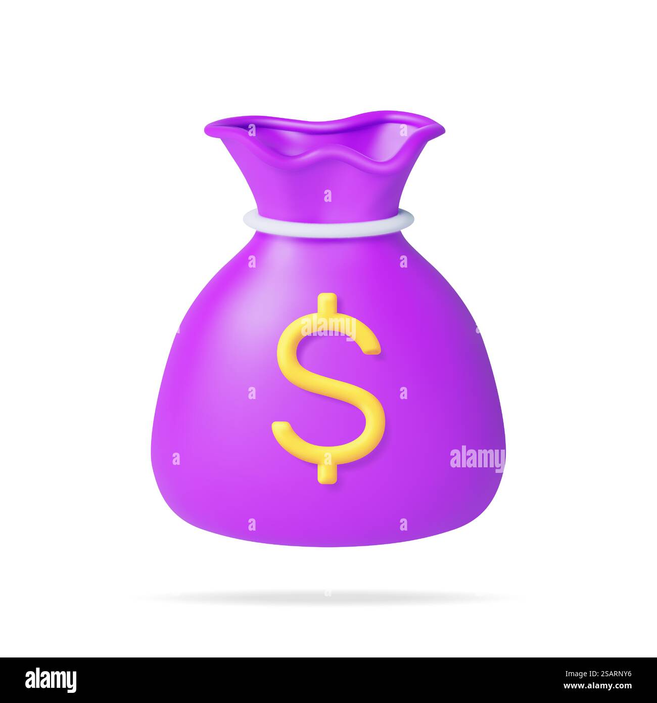 3D Money Cloth Bag with Rope and Dollar Sign Isolated. Render Realistic ...
