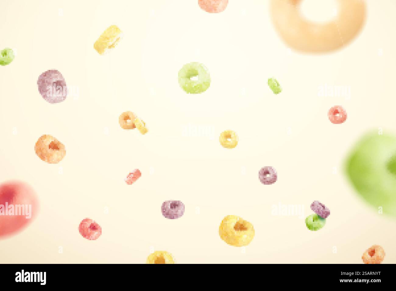 Design element of colorful ring cereals in 3D illustration. Cereal ...