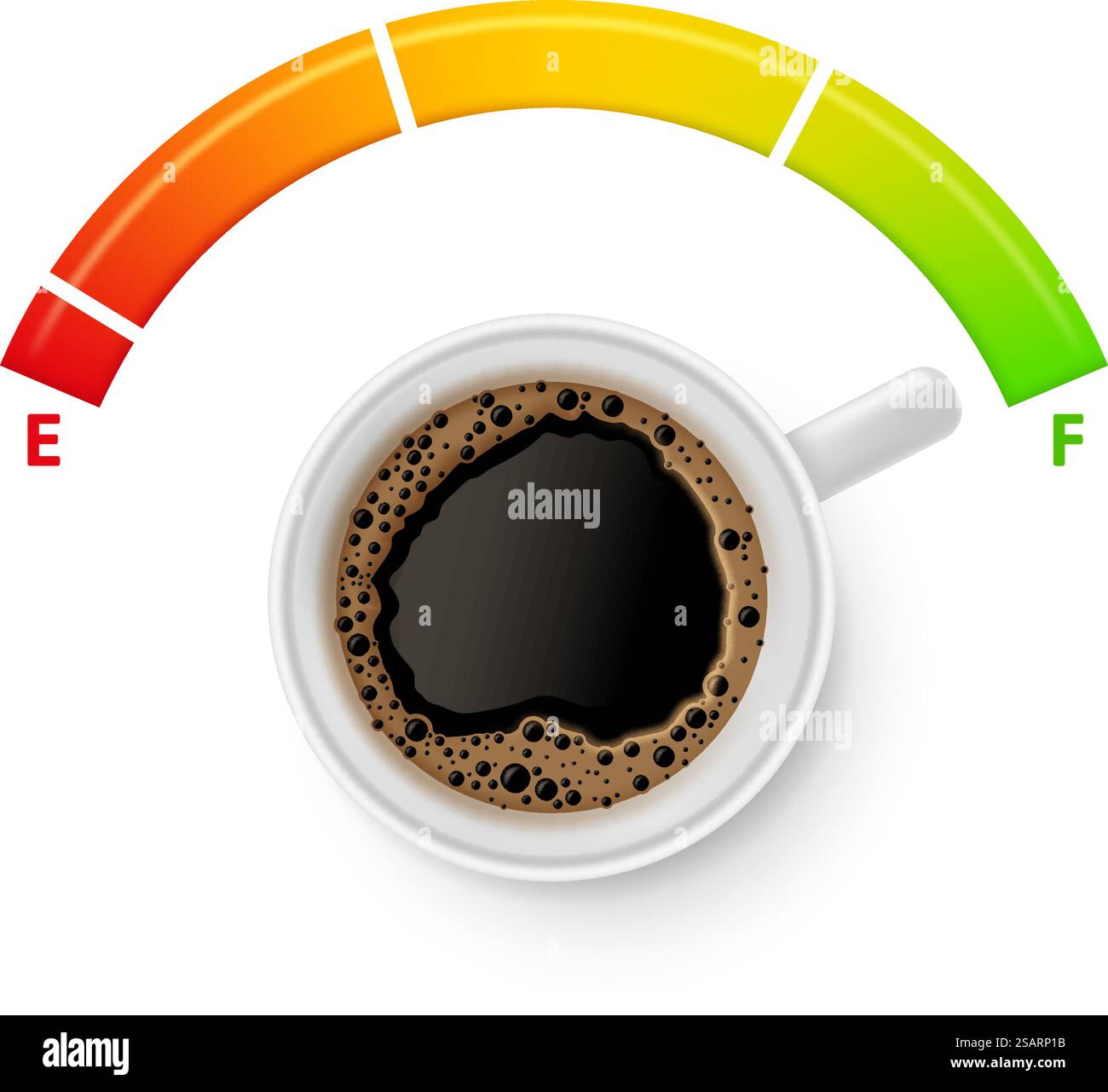 Coffee fuel. Espresso cup full of power, full energy level and gas ...