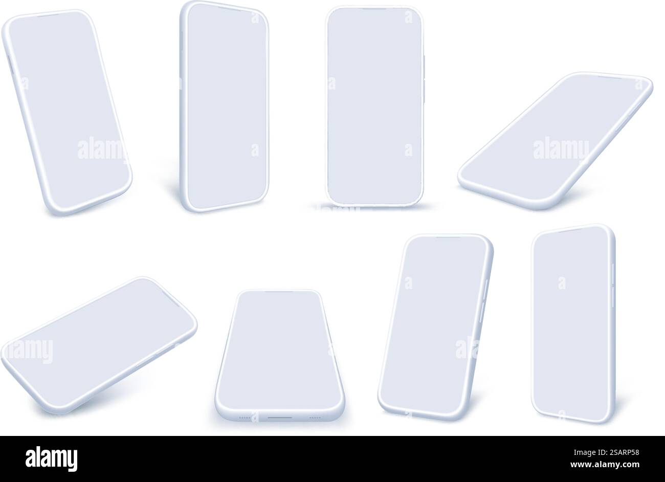 White phone mockup. Minimal smartphone screen frame, light 3D mobile ...