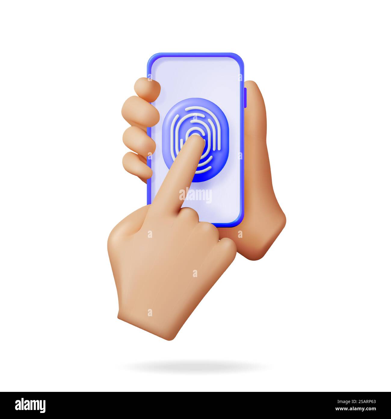 3D Fingerprint on Mobile Phone Isolated. Render Finger Print and Smartphone. Identification and ...