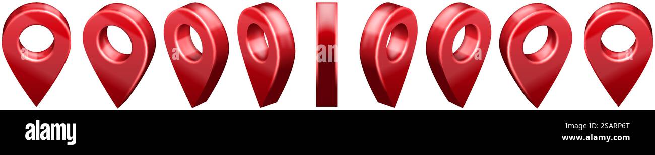 Animated location pin 3D icon. Rotating GPS locator symbol for maps navigation. Geolocation ...