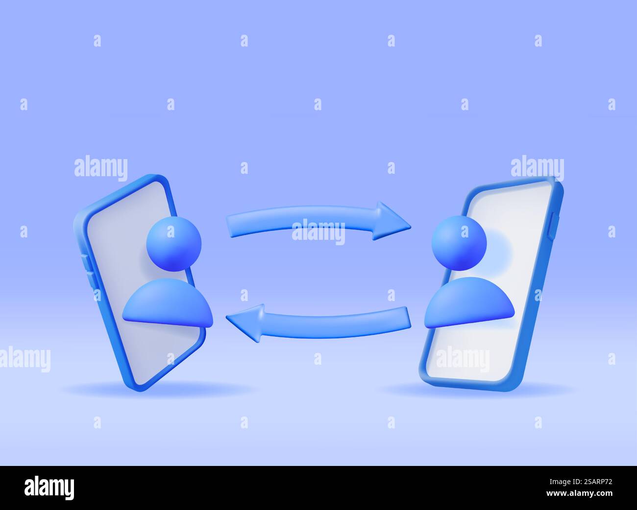 3D Phone with Users Avatars Connecting Together Isolated. Render ...