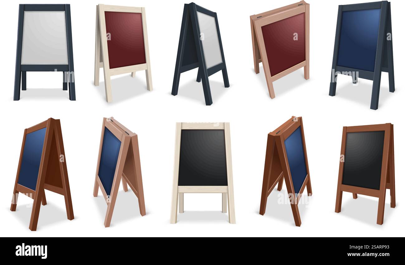 Outdoor chalkboard mockup. Empty chalk menu boards, blackboard display ...