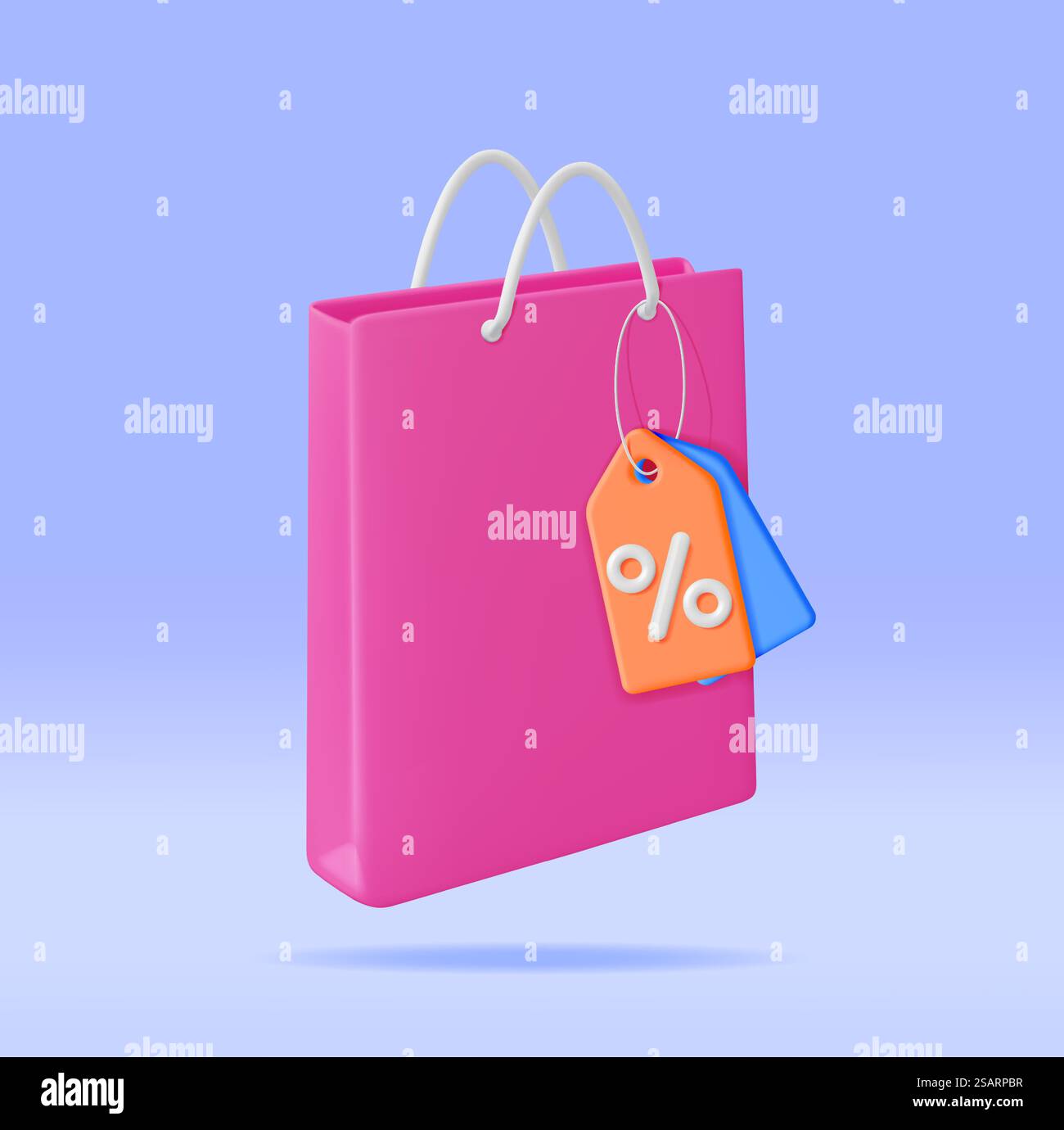 3D Shopping Bag with Price Tag and Percent Sign Isolated. Render ...
