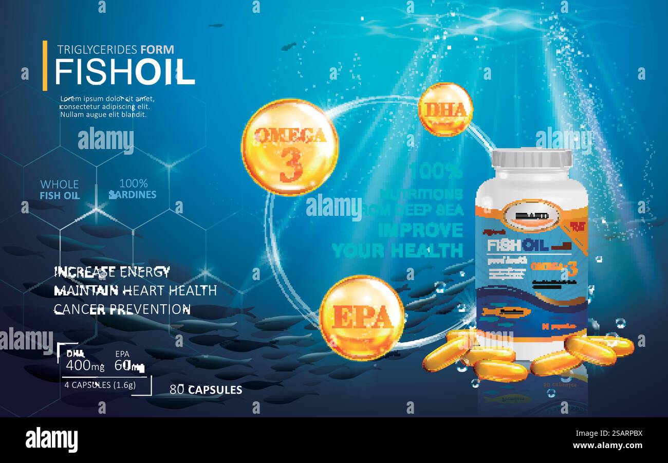 Fish oil ads template Stock Vector Image & Art - Alamy