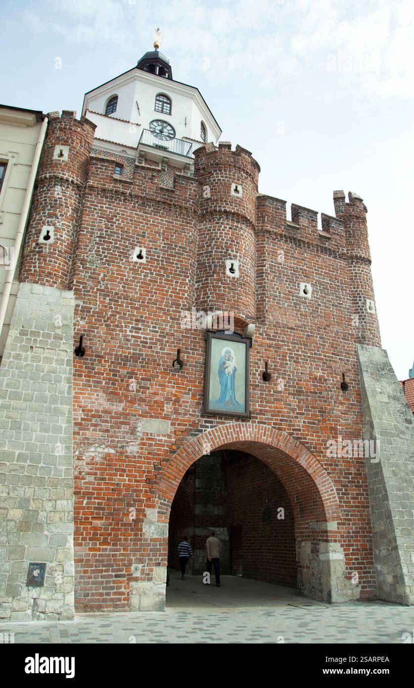 The entrance through 14th century Krakow Gate in Lublin old town ...