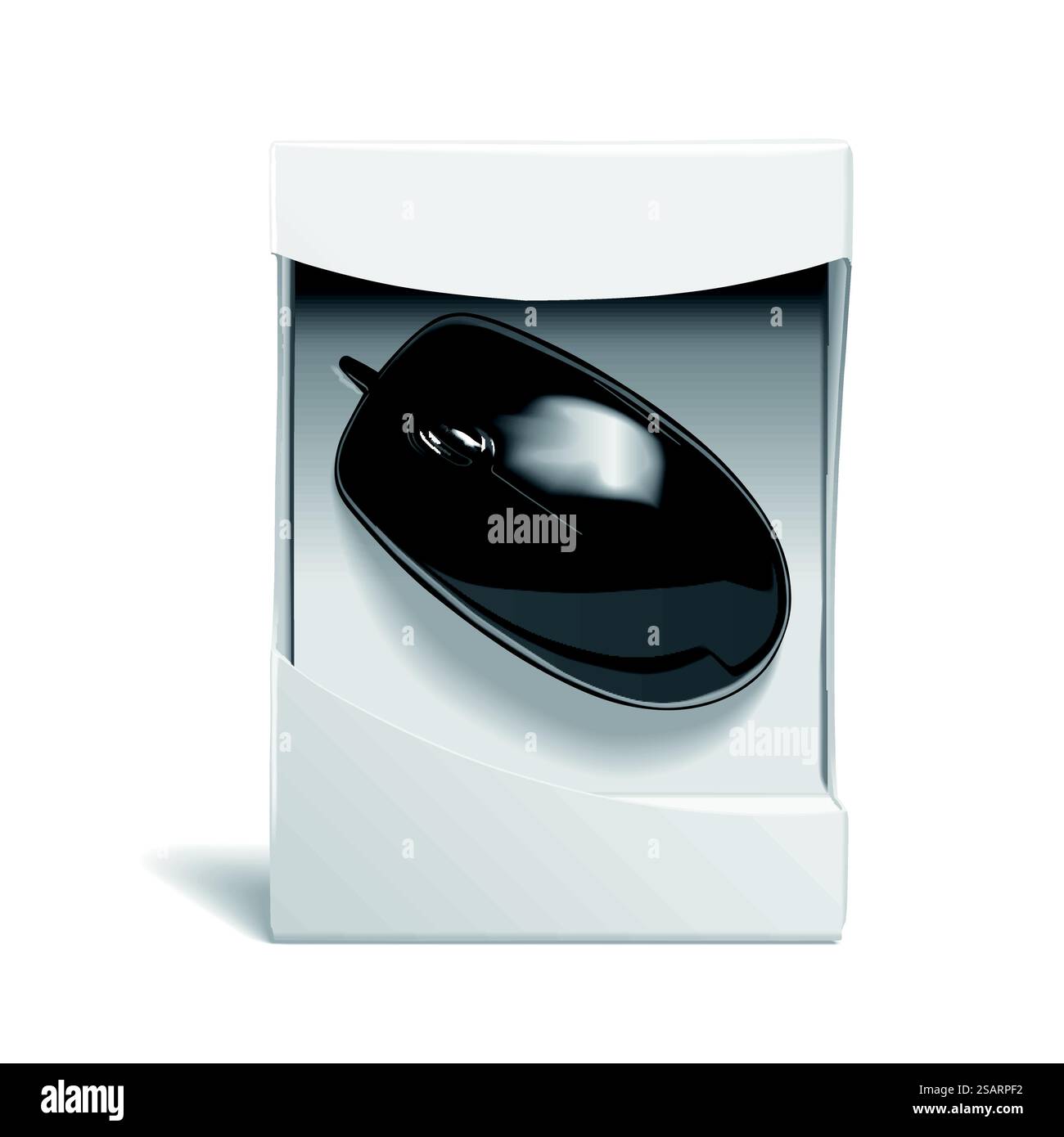 black mouse wrapped in the box isolated on white background. black ...
