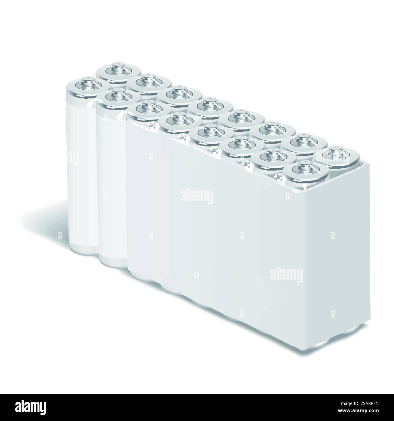 pack of blank batteries isolated on white background. blank batteries ...