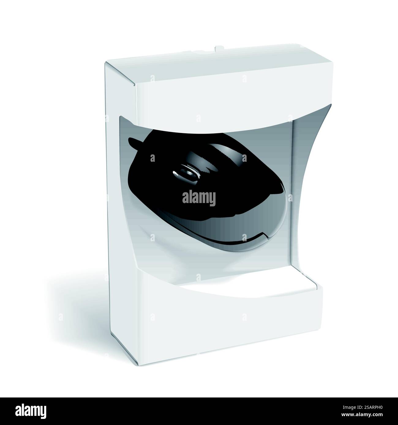 black mouse wrapped in the box isolated on white background. black ...