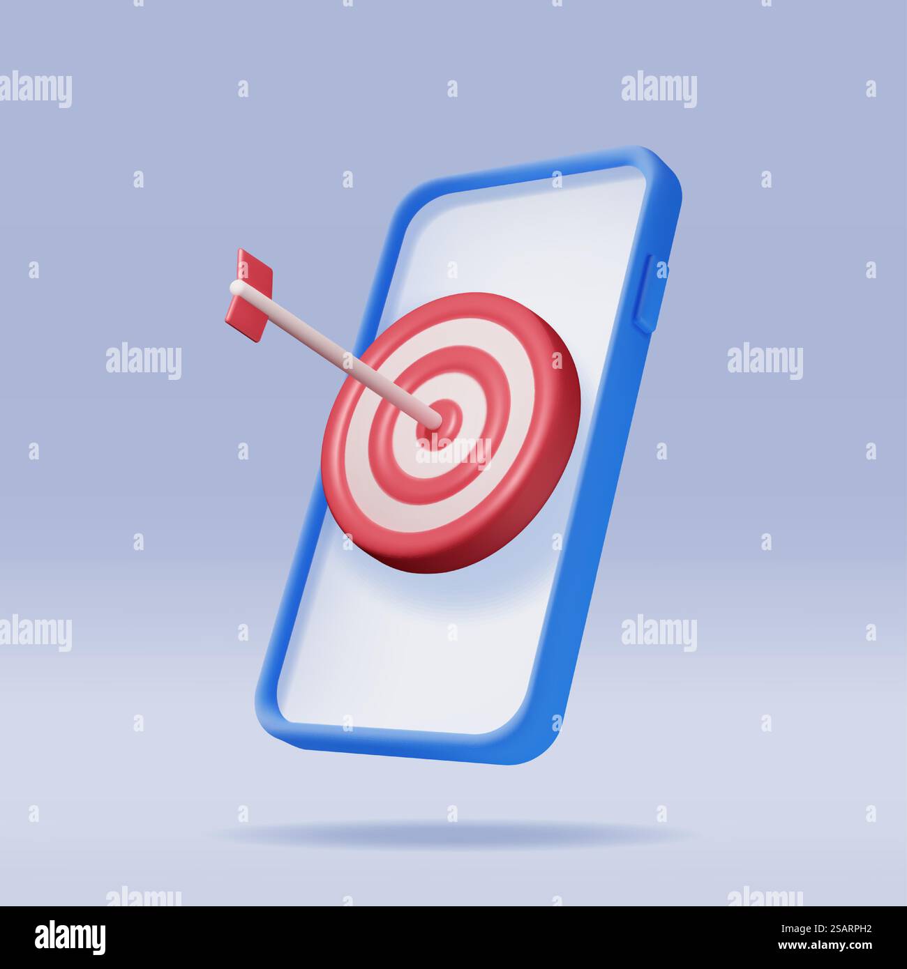 3D Target with Arrow in Center on Smartphone Screen. Render Dartboard ...