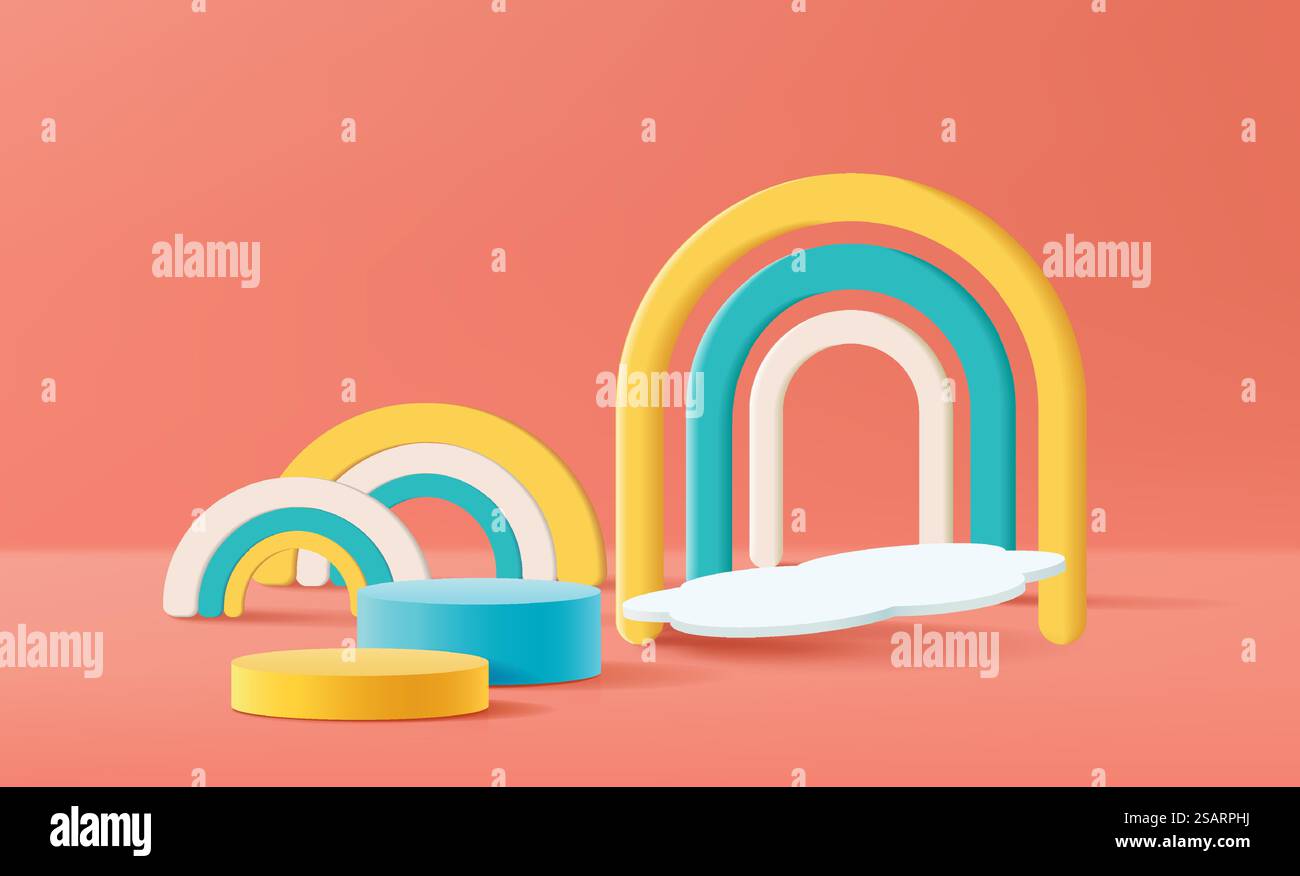 Stand and display colorful. 3D rendering. A scene for advertising ...