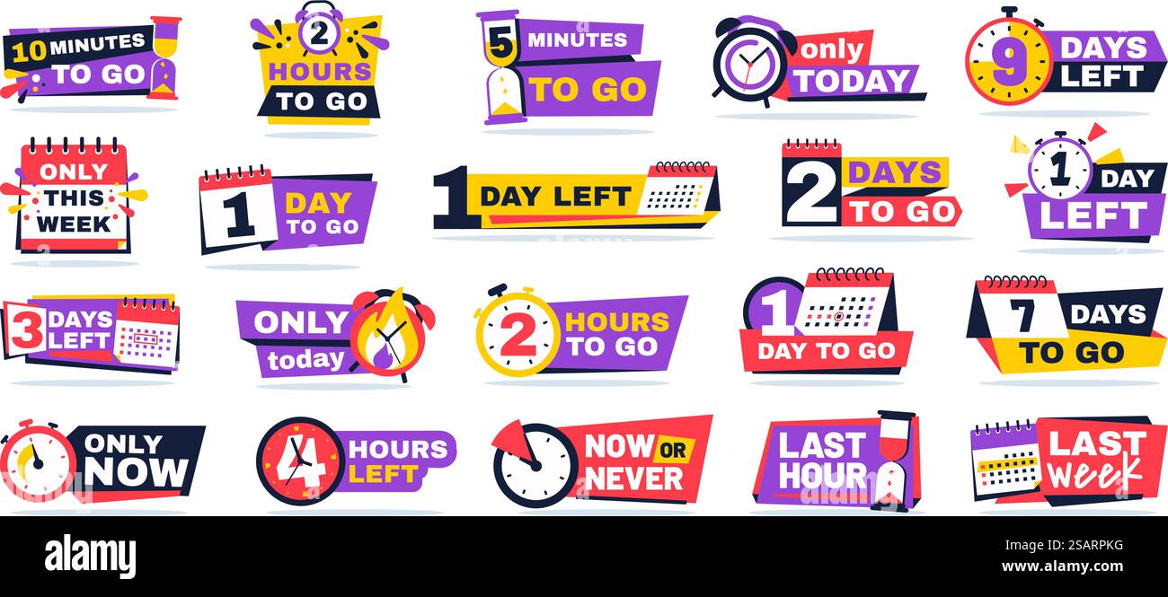 Countdown timer badges minutes clock hi-res stock photography and ...