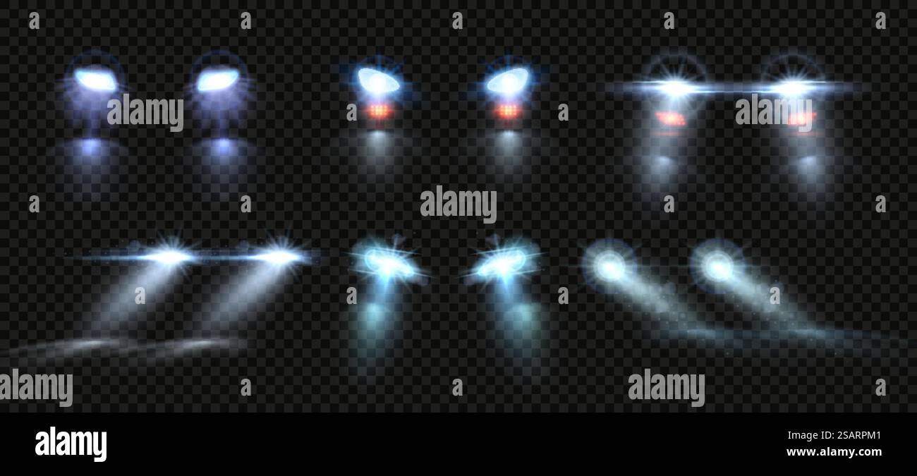Car lights night road headlights beams Stock Vector Images - Alamy