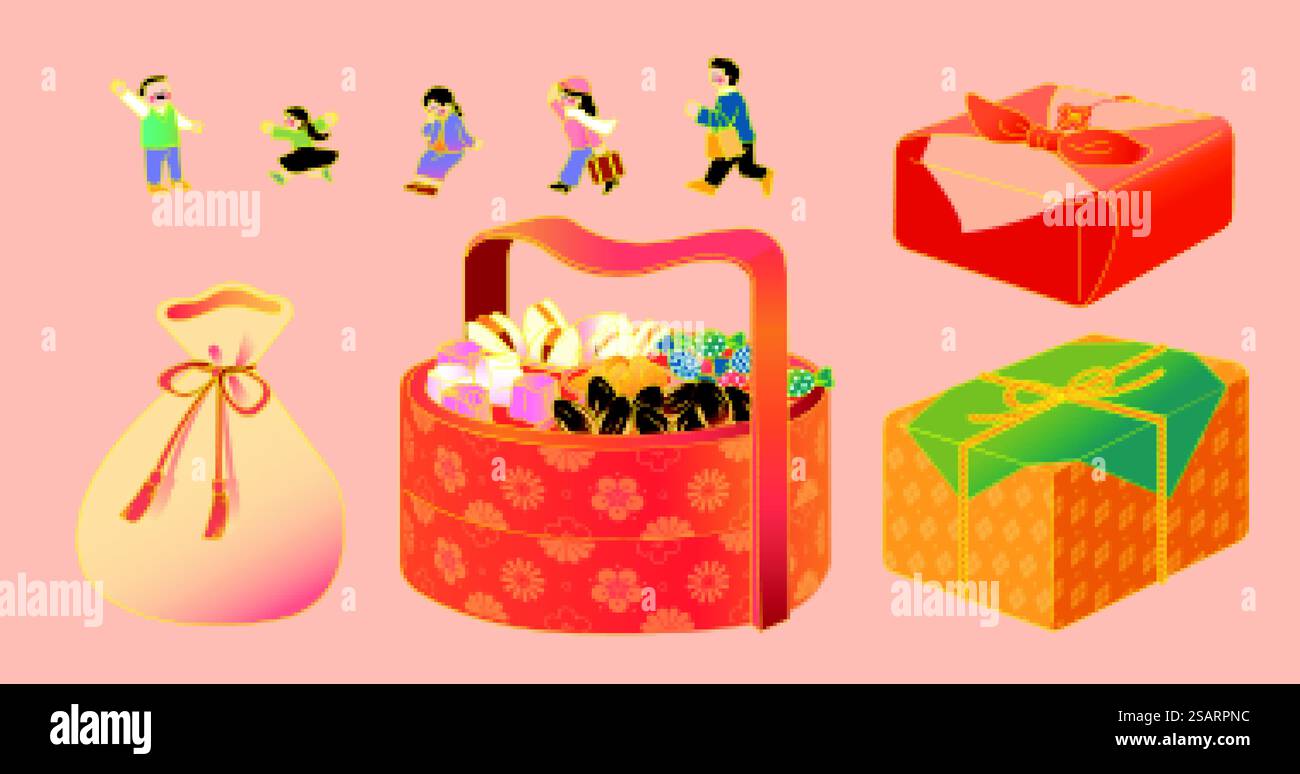 Chinese new year element collection, including traditional Asian gift ...
