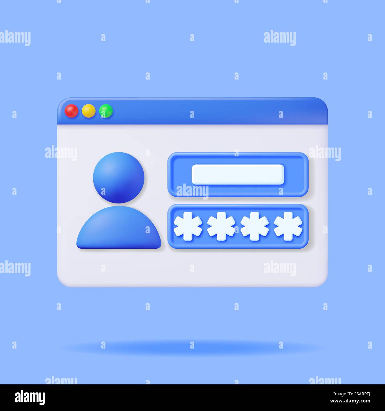 3d User Login Form Page Isolated Render Password Hidden Stars In Sign