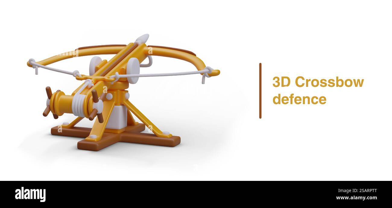 Poster with 3d realistic crossbow toy. Weapon for defense. Element for ...