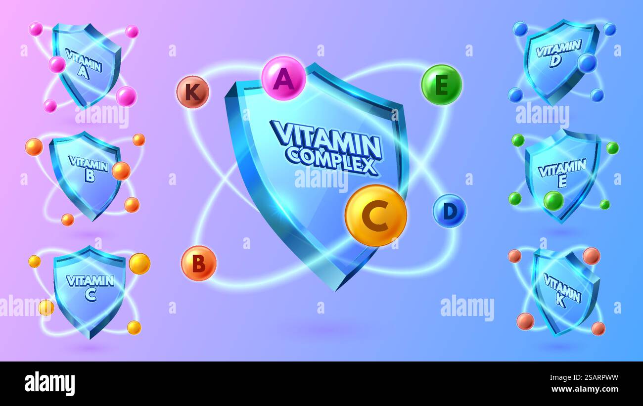Vitamin shield. Multi-vitamin complex for health protection, label for ...