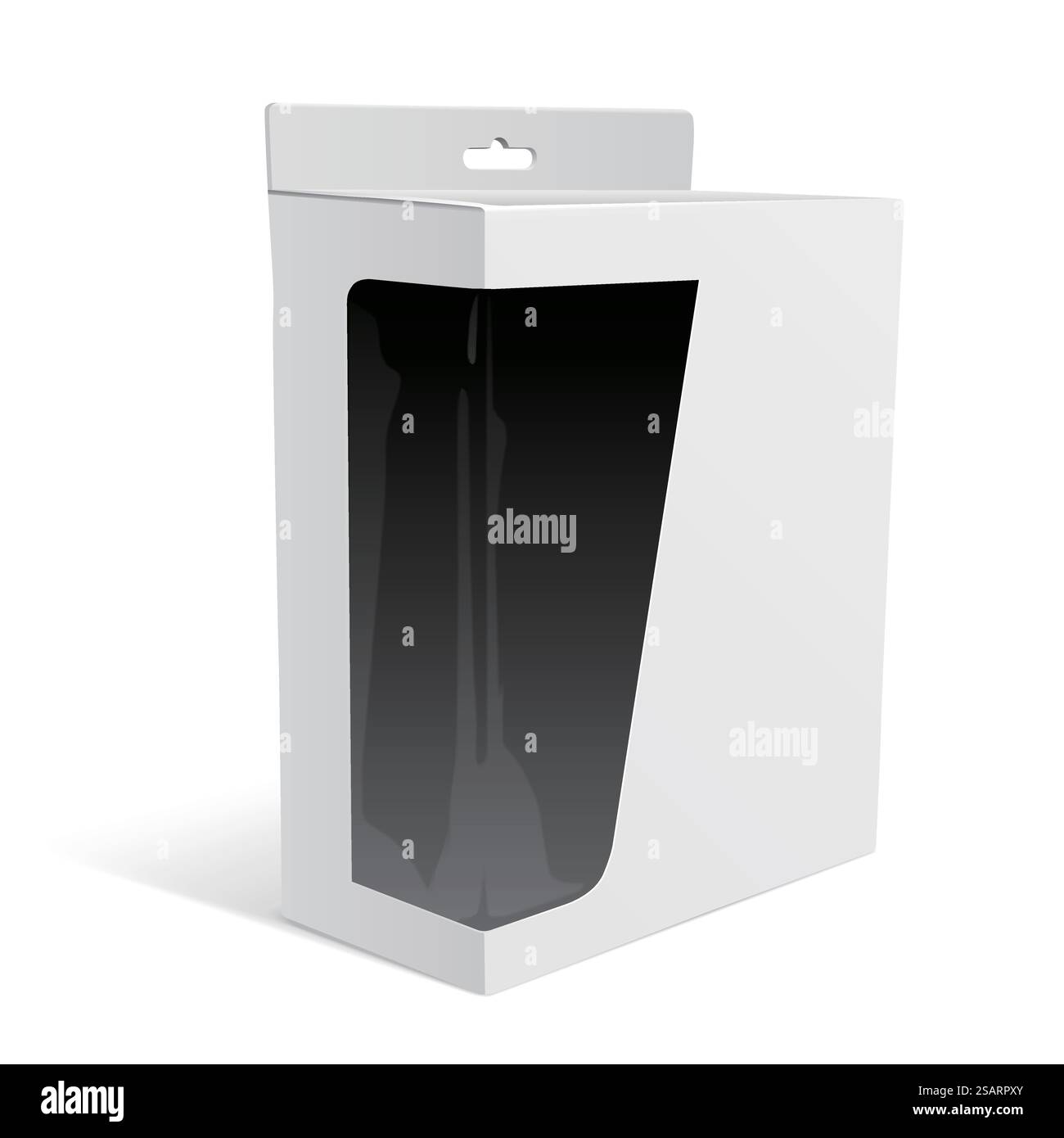 blank paper box with transparent window on white background. blank ...