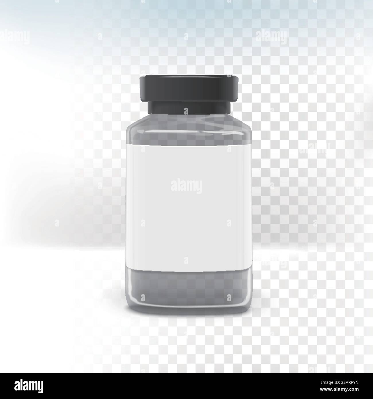 empty jar with label isolated on transparent background. empty glass ...