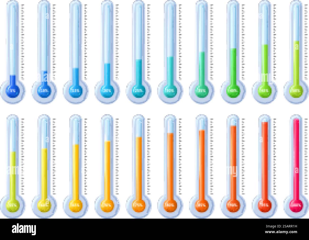 Thermometer animation. Temperature percentage scale, goal success ...