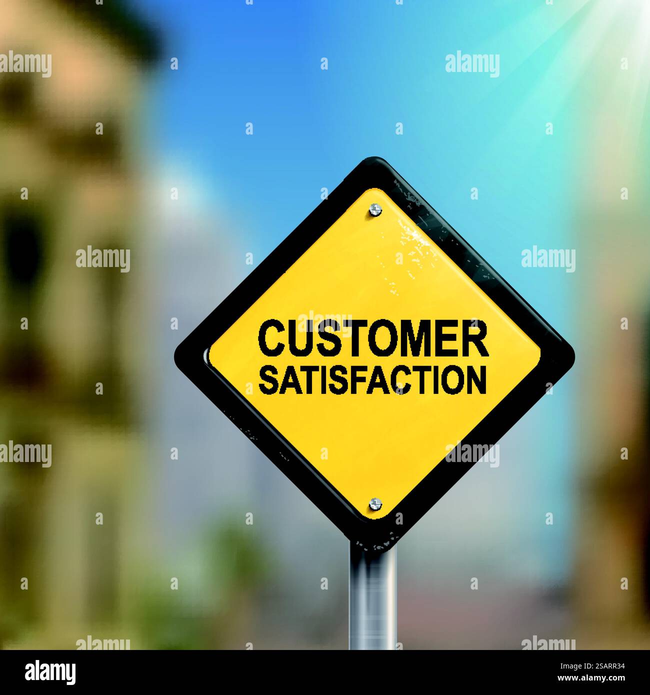 3d illustration of customer satisfaction road sign isolated on blurred ...