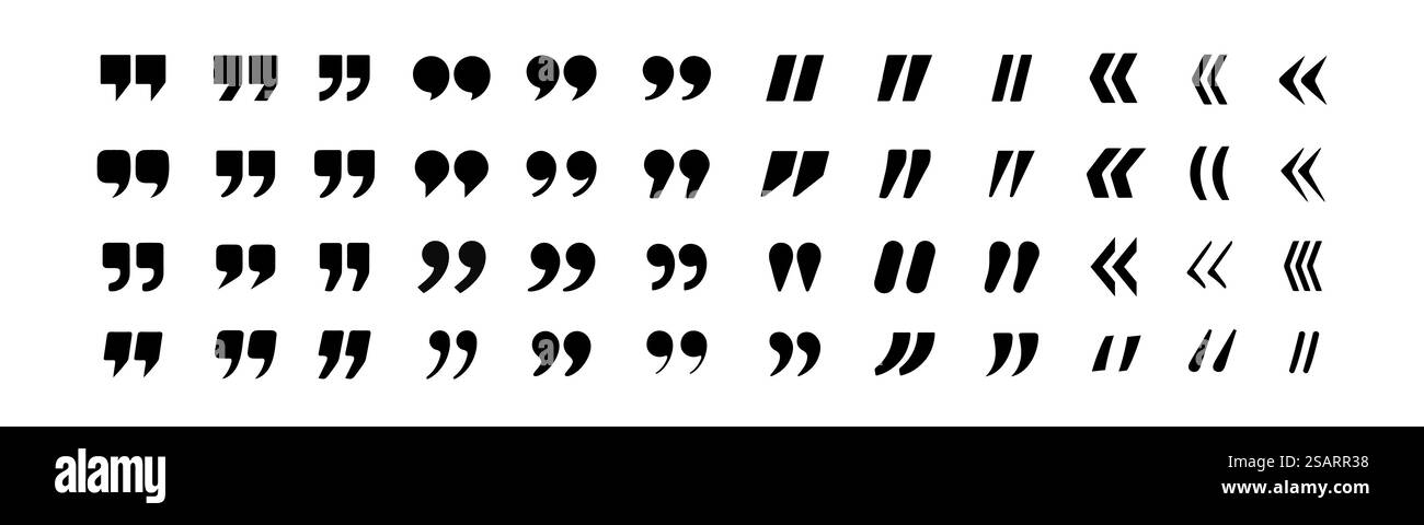 Set of quote marks. Black quotes icon vector collection. Quotemarks ...