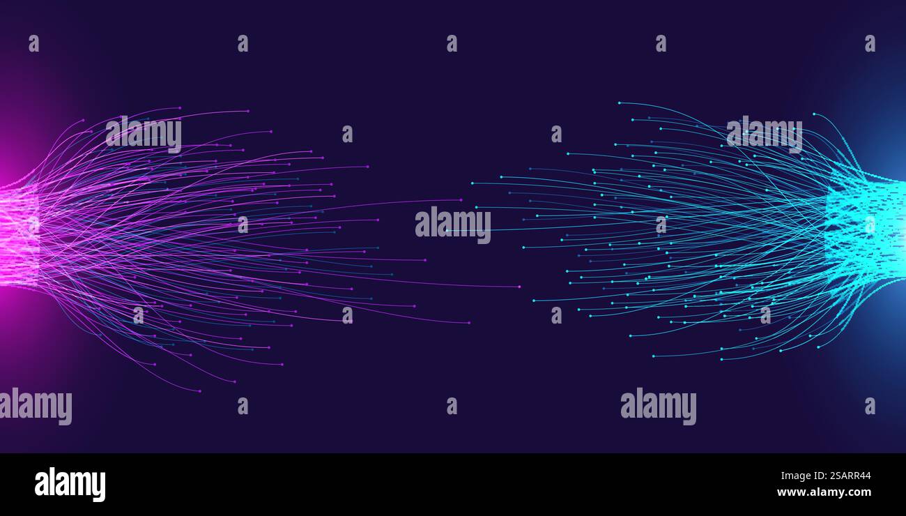 Abstract big data background. Chaotic network nodes, comparing of two ...