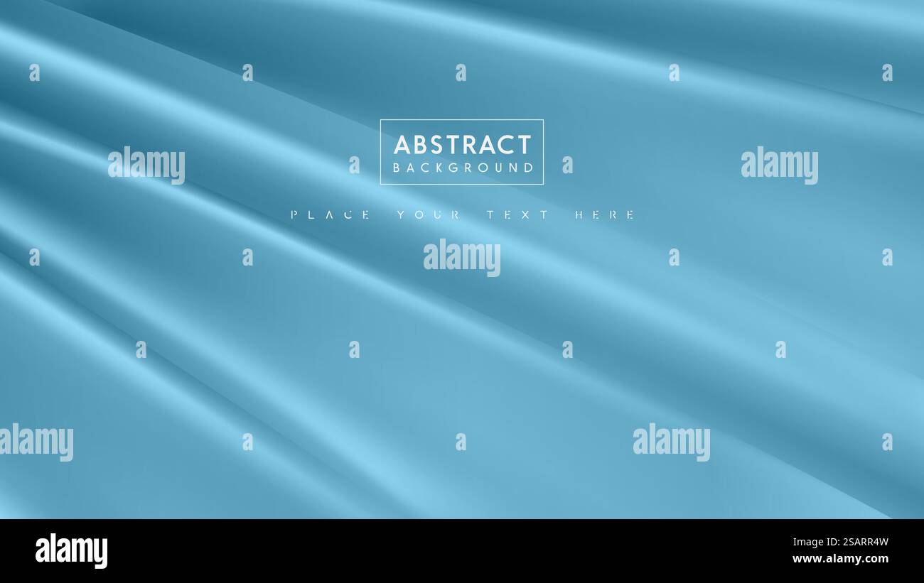 Abstract blue background with silk waves. Vector cover with minimal ...