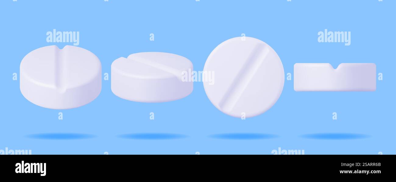 3D Classic Pills from Different Angles Collection Isolated. Render ...