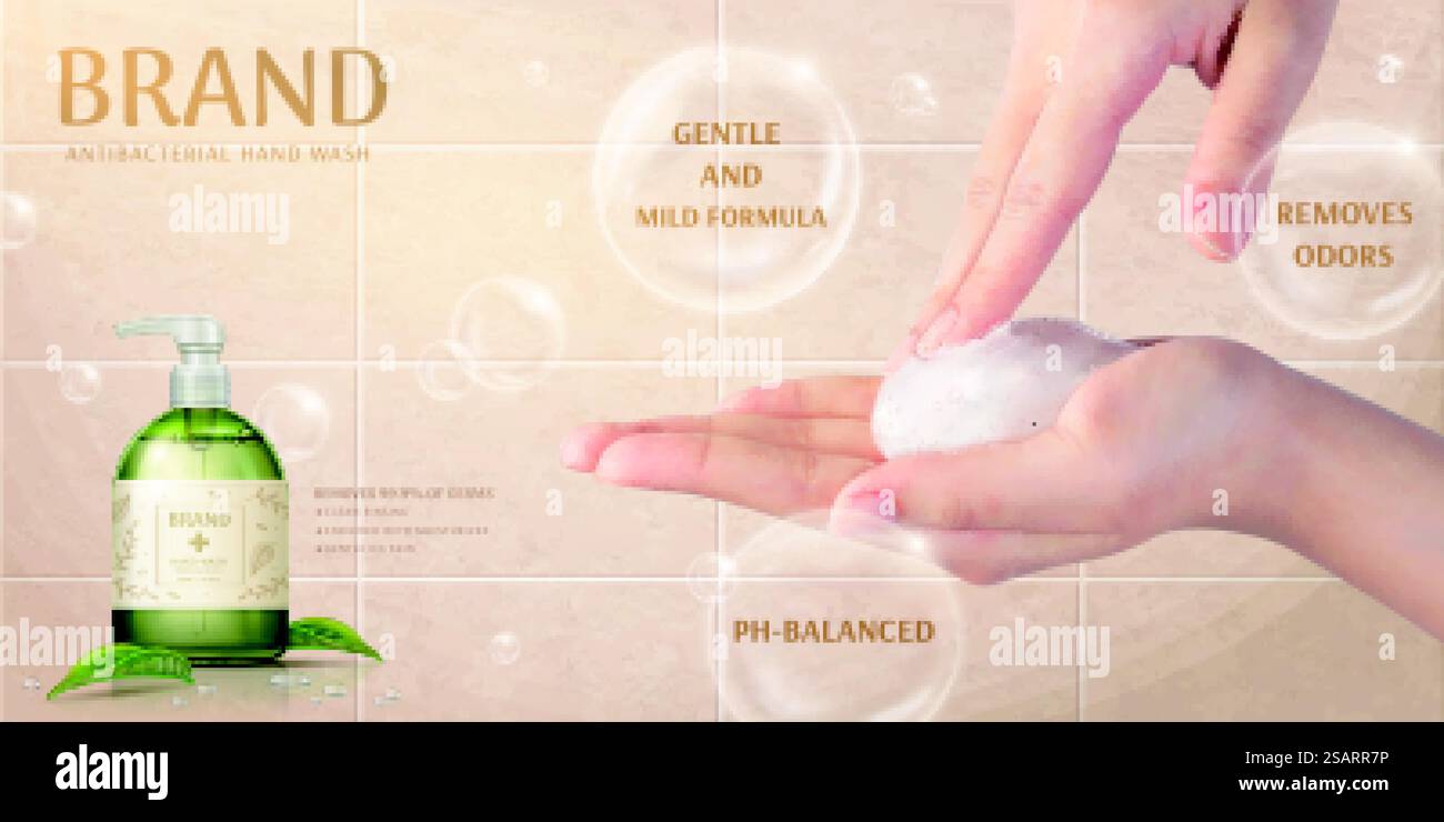 Hand holding bottle soap Stock Vector Images - Alamy