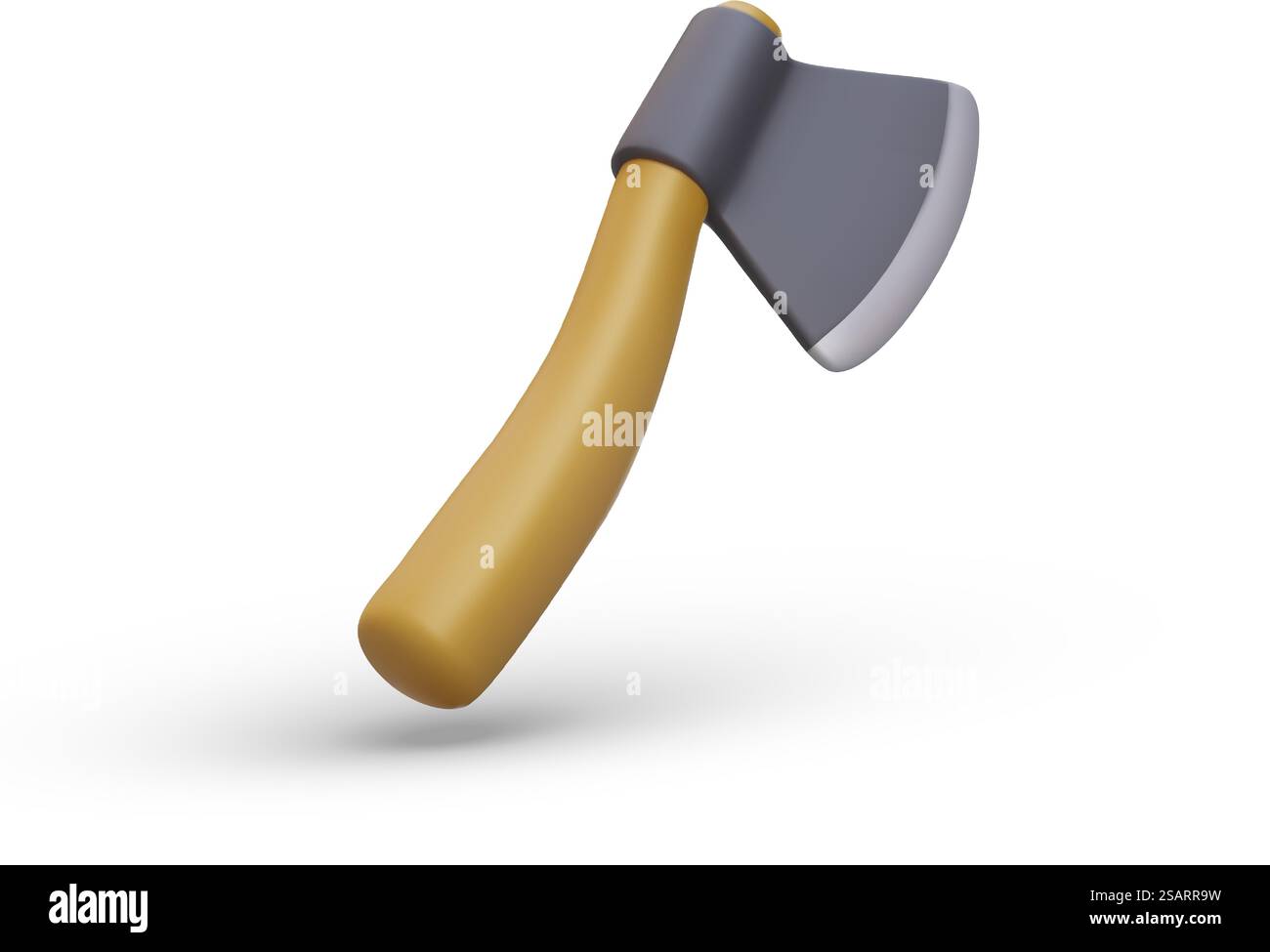 Wooden axe on white background. 3d realistic steel arms for online ...