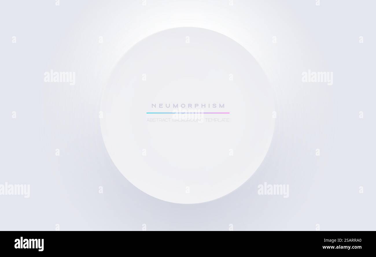 White Minimal Neumorphism Style Vector Banner. Abstract Background with Circle. Neumorphic UI UX ...