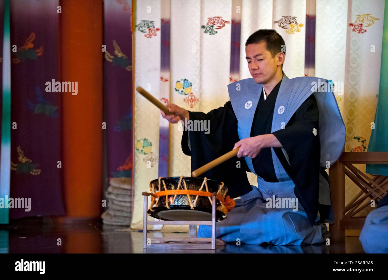 Japanese Noh play combines traditional dance-drama, acting and music to ...