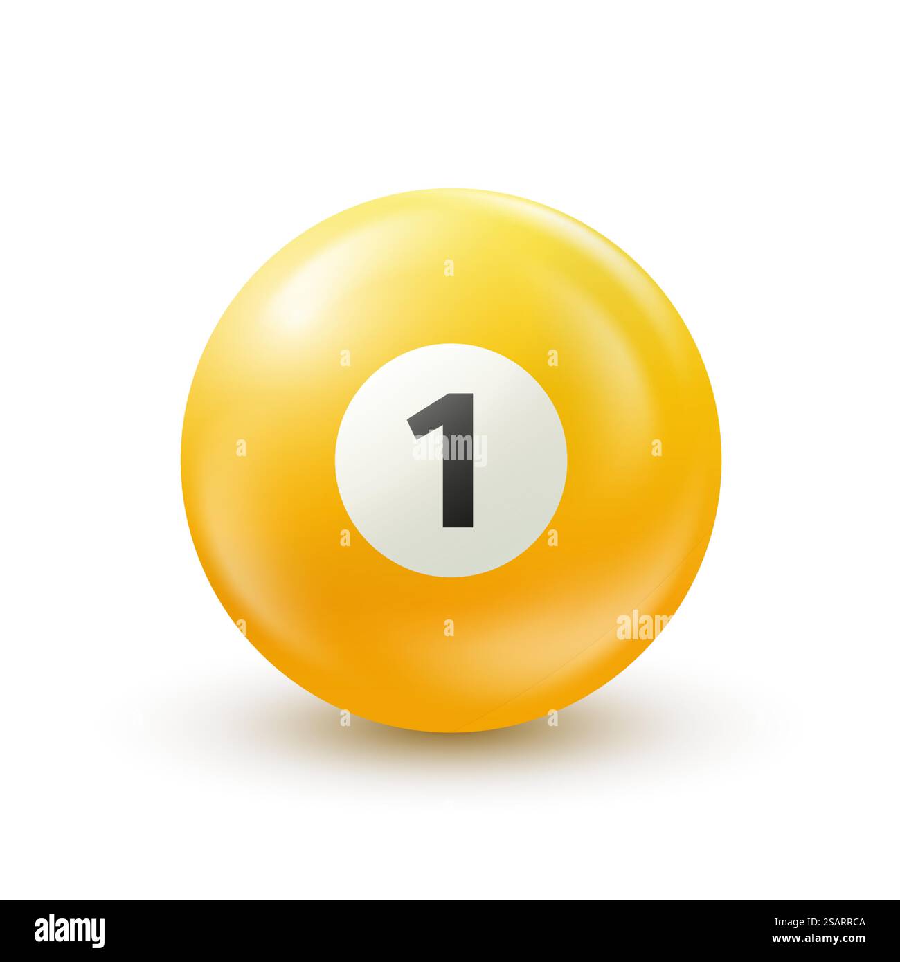 Billiard,yellow pool ball with number 1.Snooker or lottery ball on ...