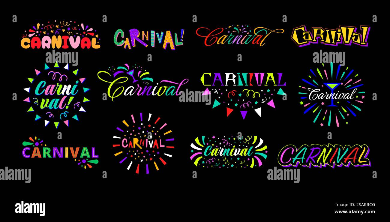 Brazilian carnival lettering festive carnivals emblem hi-res stock ...