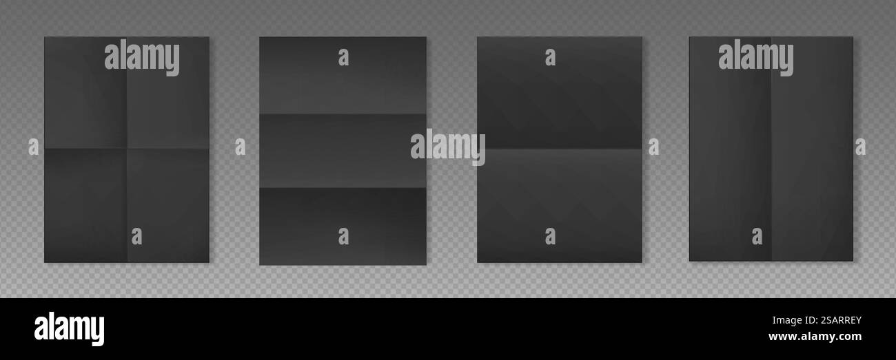 Four pieces blank A4 sheet of black paper with the shadow. Vector ...