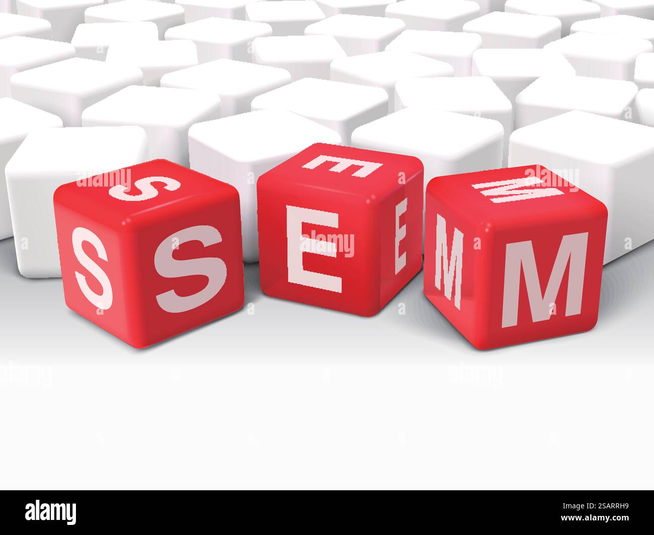 3d illustration dice with word SEM Search Engine Marketing on white ...