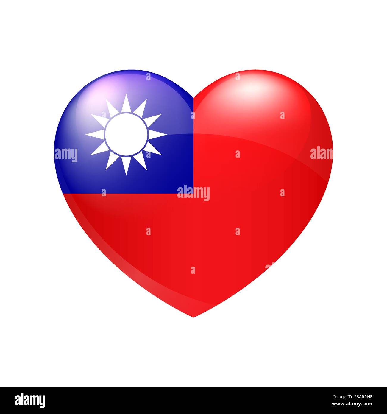 Taiwan flag in heart. Vector emblem icon. Country love symbol. Isolated ...