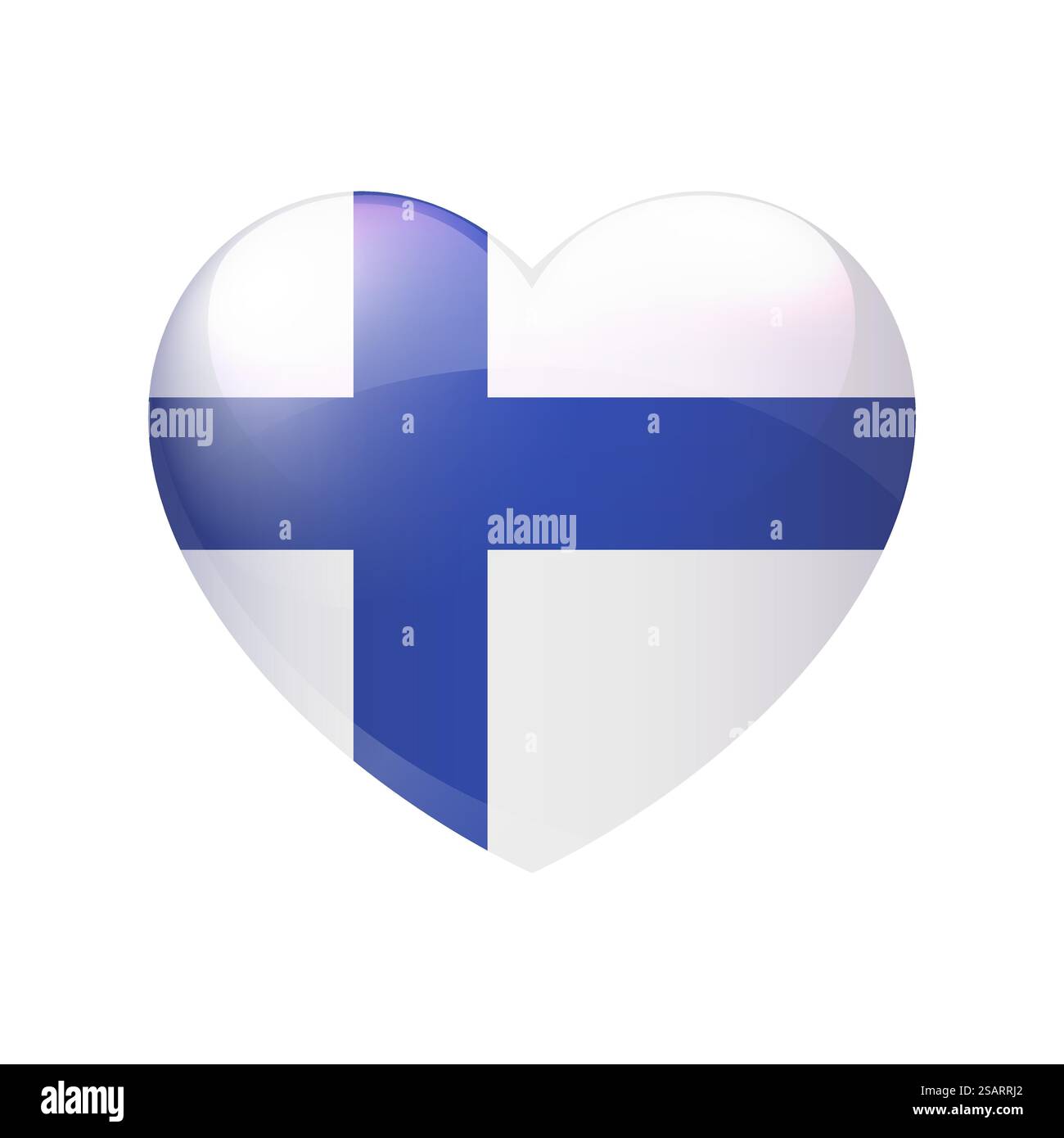 Flag of Finland in heart. Finnish emblem icon vector. Country love ...