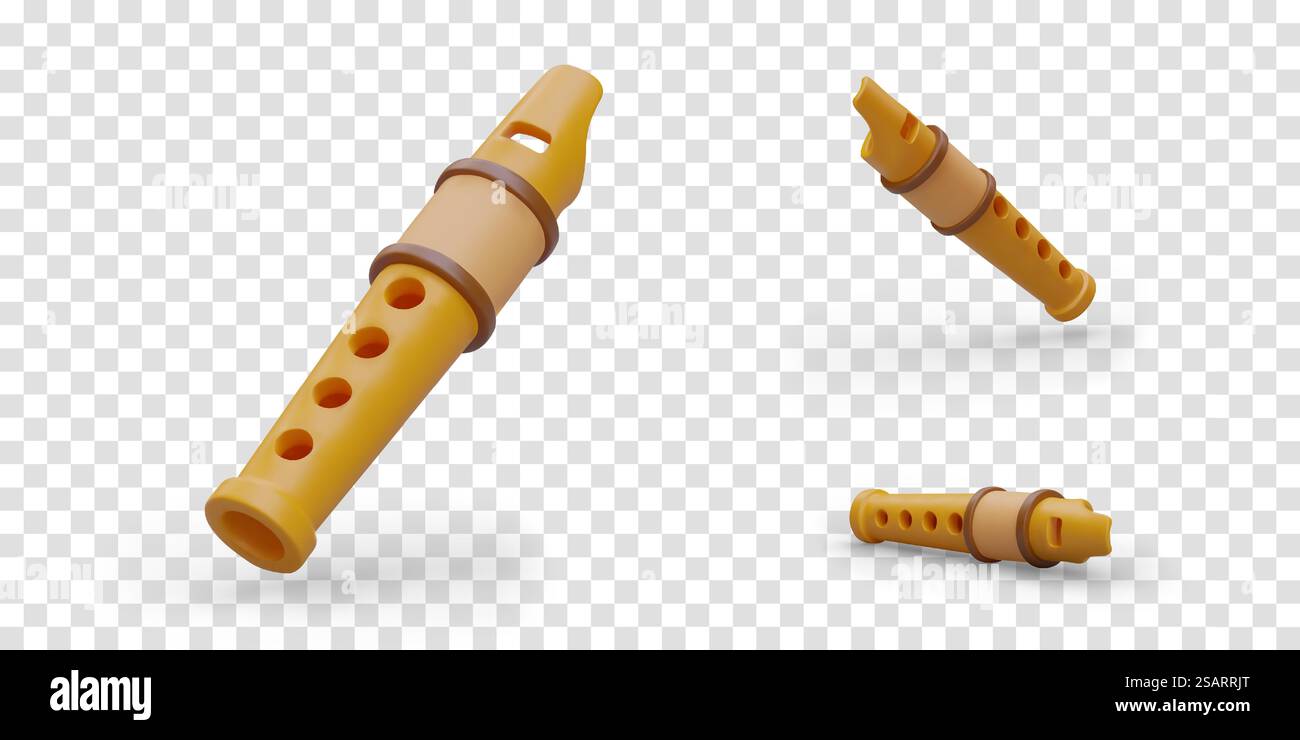 Set of 3d flutes in different positions wind musical instrument hi-res ...