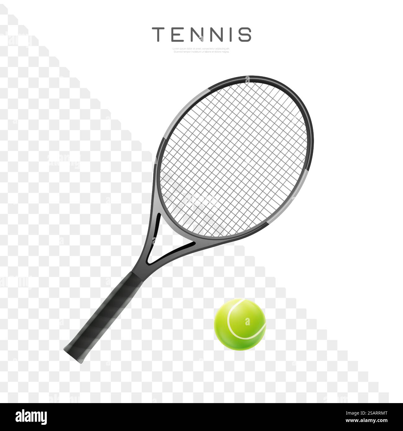 Tennis racket and ball vector realistic illustration. Sport equipment ...