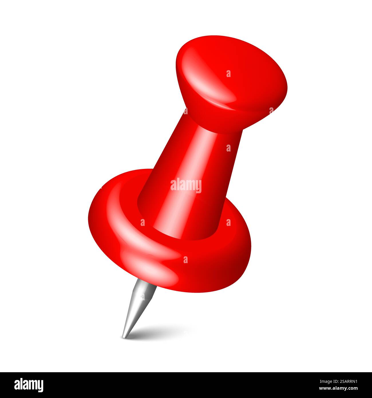 Pin with shadow isolated on white background. Vector red plastic ...