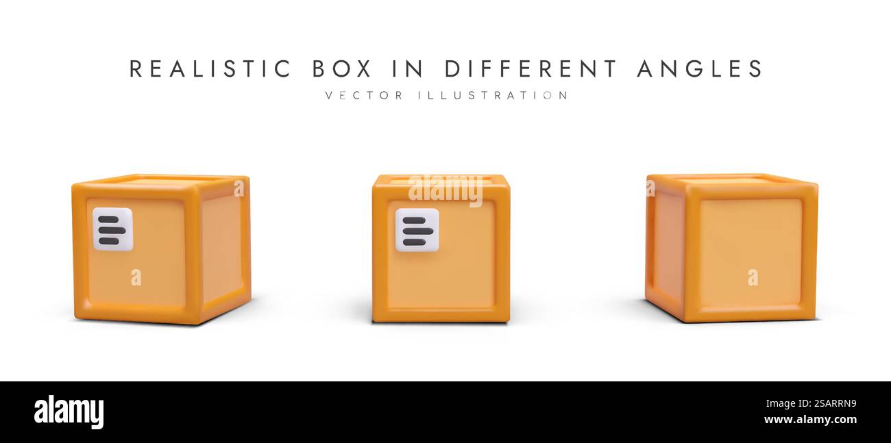 Set of realistic square boxes, view from different angles. Containers ...